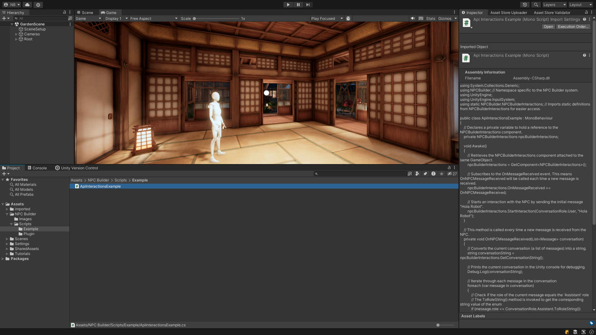 Integración Unity – Plugin - NPC Builder